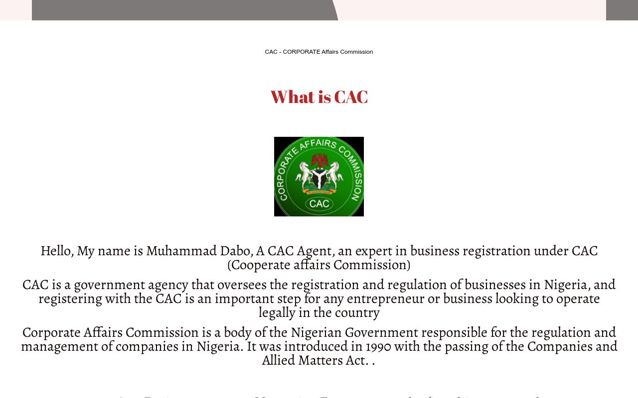 CAC Registration land page